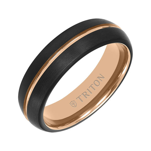 Triton 6.5MM Black and Rose Tungsten Wedding Band. Size 10 – Daniels Jewelers