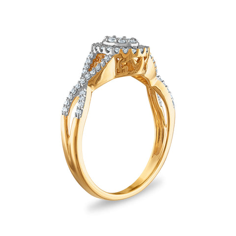 Red Hot Deal 1/4 CTW Natural Diamond Halo Cluster Oval Shape Ring in 1 ...