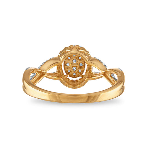 Red Hot Deal 1/4 CTW Natural Diamond Halo Cluster Oval Shape Ring in 1 ...