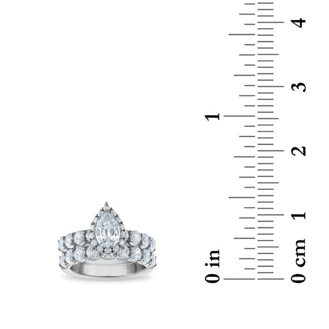Signature EcoLove 3-1/2 CTW Lab Grown Diamond Halo Pear Shaped Wedding ...