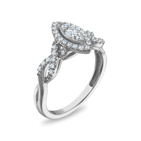 LoveSong EcoLove 3/8 CTW Lab Grown Diamond Promise Halo Marquise Shape ...