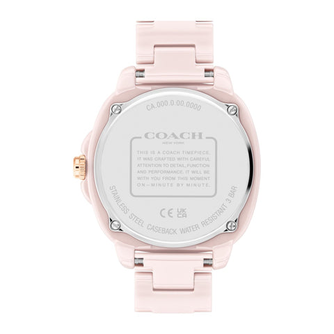 Coach with 38MM Pink Round Dial with Crystals Ceramic Watch. Kitt 1450 ...
