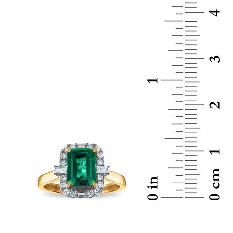 LoveSong EcoLove 8X6MM Emerald Shape Emerald and Diamond Halo Ring in ...