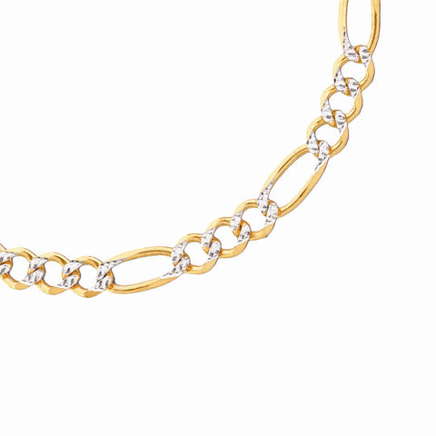 10KT White and Yellow Gold 26-inch 5.5MM Figaro Pave Chain – Daniels ...