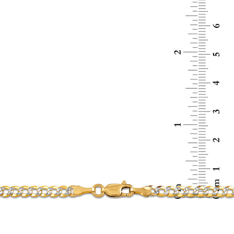 10KT White and Yellow Gold 24-inch 3.5MM Pave Curb Chain – Daniels Jewelers