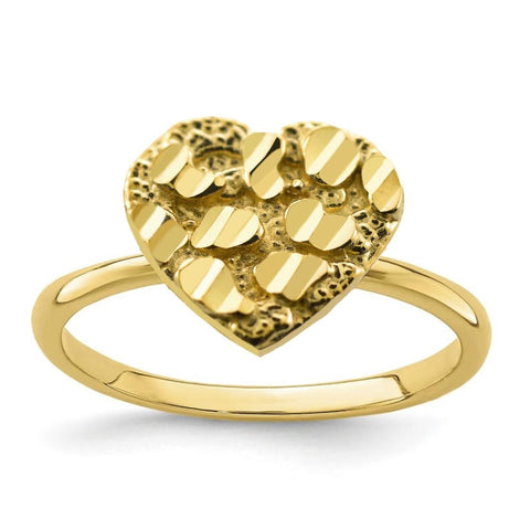 10KT Yellow Gold Heart Shaped Nugget Ring – Daniels Jewelers