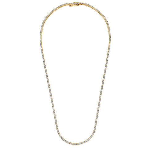 Crislu 18-inch 2MM Cubic Zirconia Tennis Necklace in 18KT Yellow Gold ...