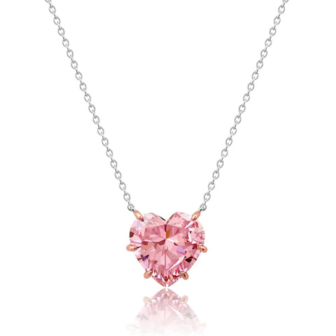 Crislu Platinum Plated Sterling Silver Cubic Zirconia 18-inch Heart Pe ...
