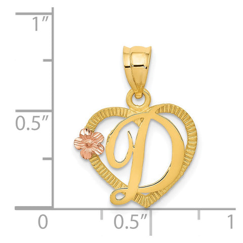 14k Two-Tone Initial D in Heart Charm – Daniels Jewelers