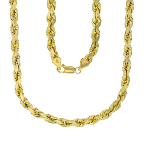 14KT Yellow Gold 28-inch 7MM Diamond-cut Rope Chain – Daniels Jewelers