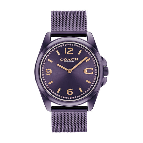 Coach Greyson 36MM Purple Stainless Steel Mesh Bracelet Watch. 1450414 ...