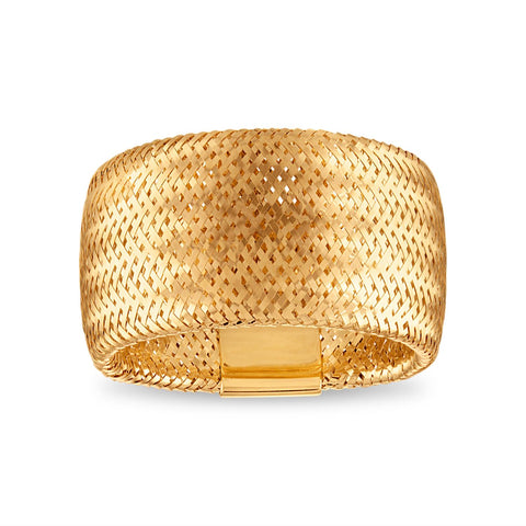 14KT Yellow Gold Stretch Mesh Ring Fits Size 7 to 10 – Daniels Jewelers