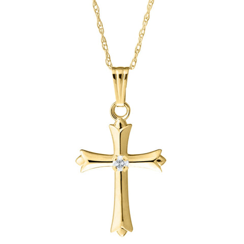 Kiddie Kraft 14KT Yellow Gold 15-inch Childrens Cross Pendant – Daniels ...
