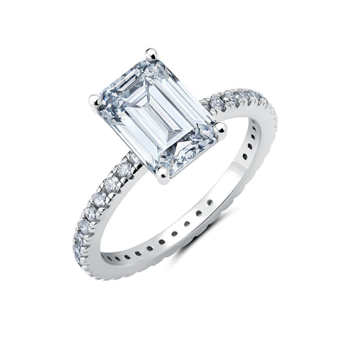 Crislu Platinum Plated Sterling Silver and Emerald Shape Cubic Zirconi ...