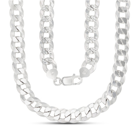 Luxe Layers Sterling Silver 30-inch 10MM Diamond-cut Pave Curb Chain ...